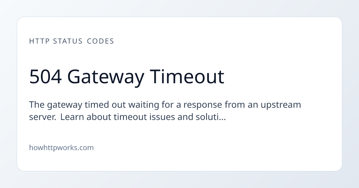 504 Gateway Timeout | How HTTP Works