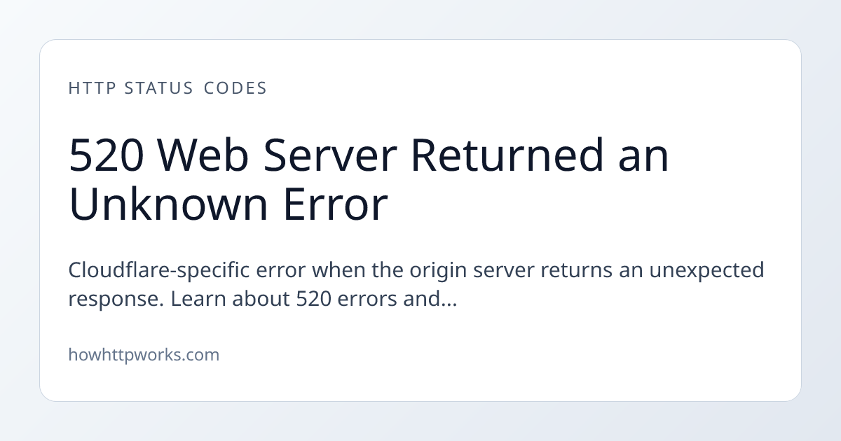 520 Web Server Returned an Unknown Error | How HTTP Works