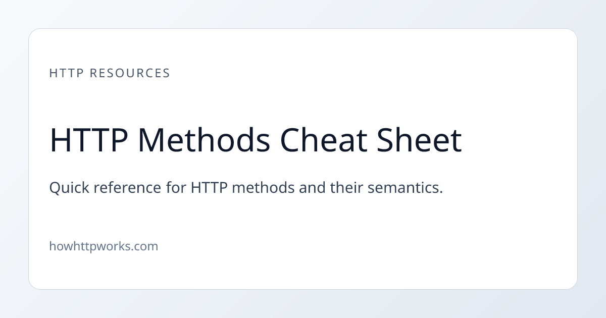 HTTP Methods Cheat Sheet | How HTTP Works